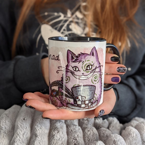 Smiling Cheshire Fat Cat Mug Cup Ceramic Funny Espresso Flat - Etsy