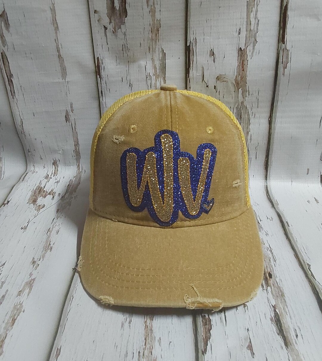 West Virginia Ponytail Baseball Cap, Unisex Baseball Cap, Distressed ...