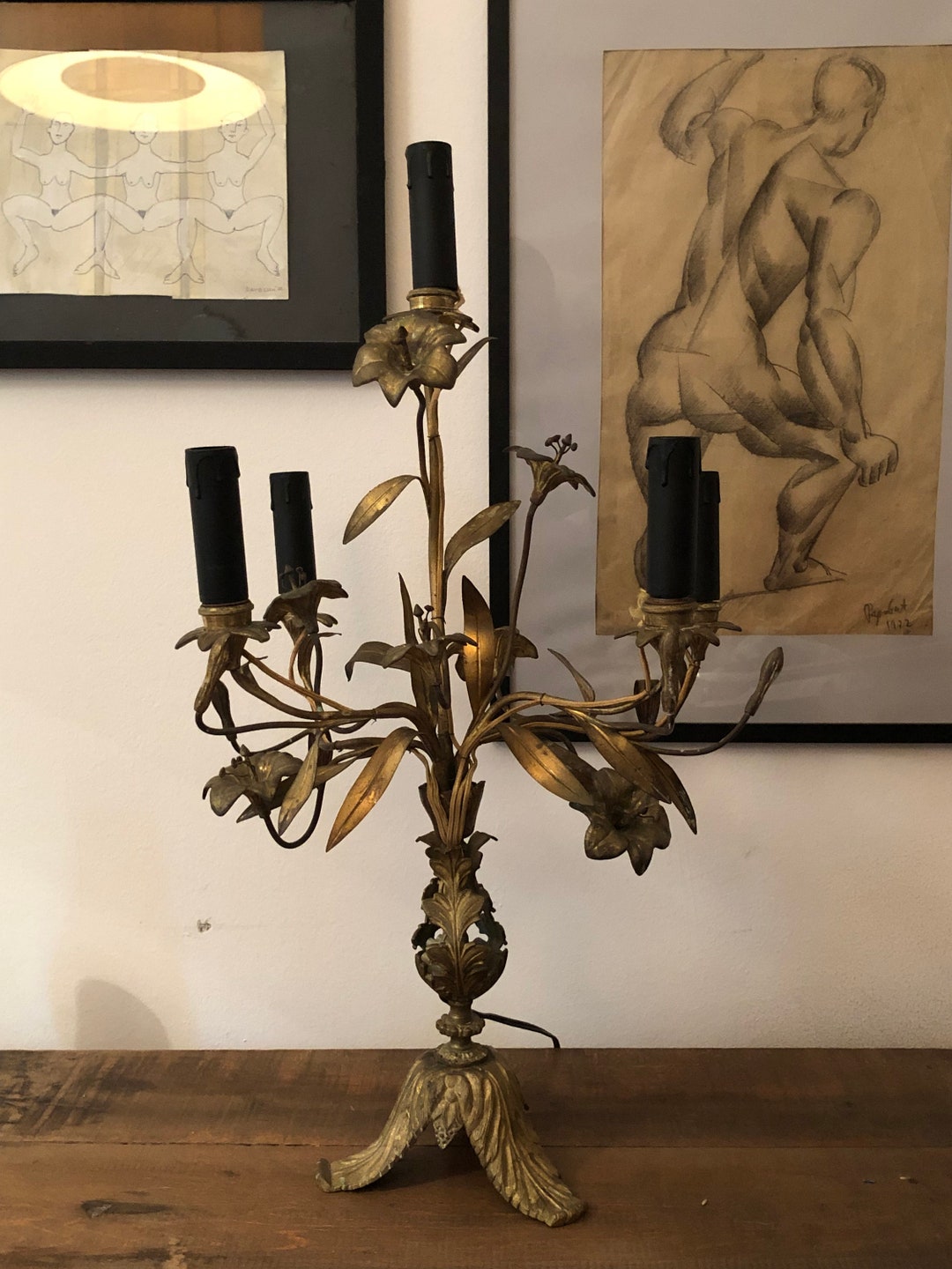 Antique Hollywood Regency Style Table Lamp Made of Gilded - Etsy