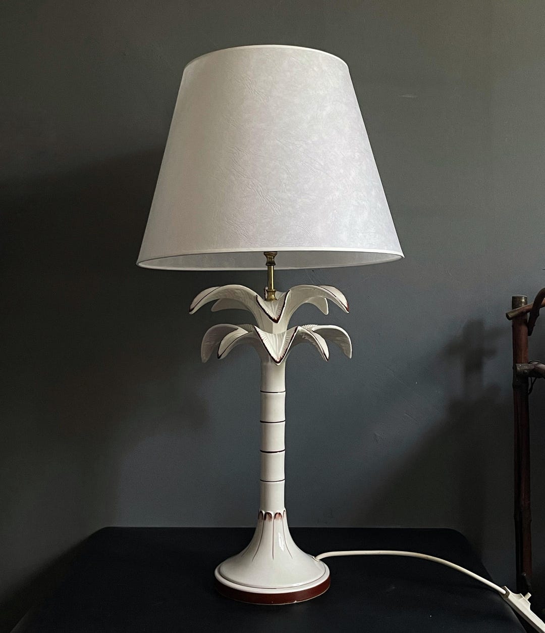 Italian Painted Ceramic and Brass Palm Tree Table Lamps From Tommaso ...