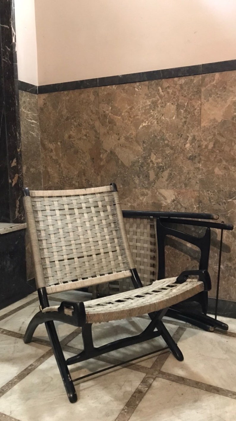 Hans Wagner Stile Folding Chairs / Modern Handwoven Mid-century Lounge ...