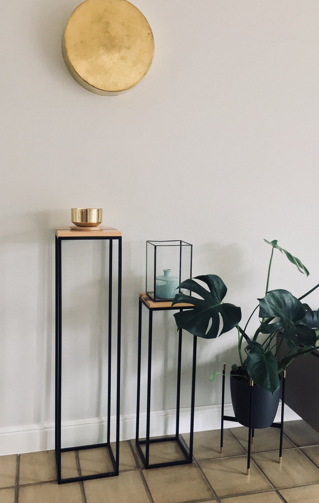 Decorative Column Made of Sequoia Wood With Brass Inlay - Unique Plant ...