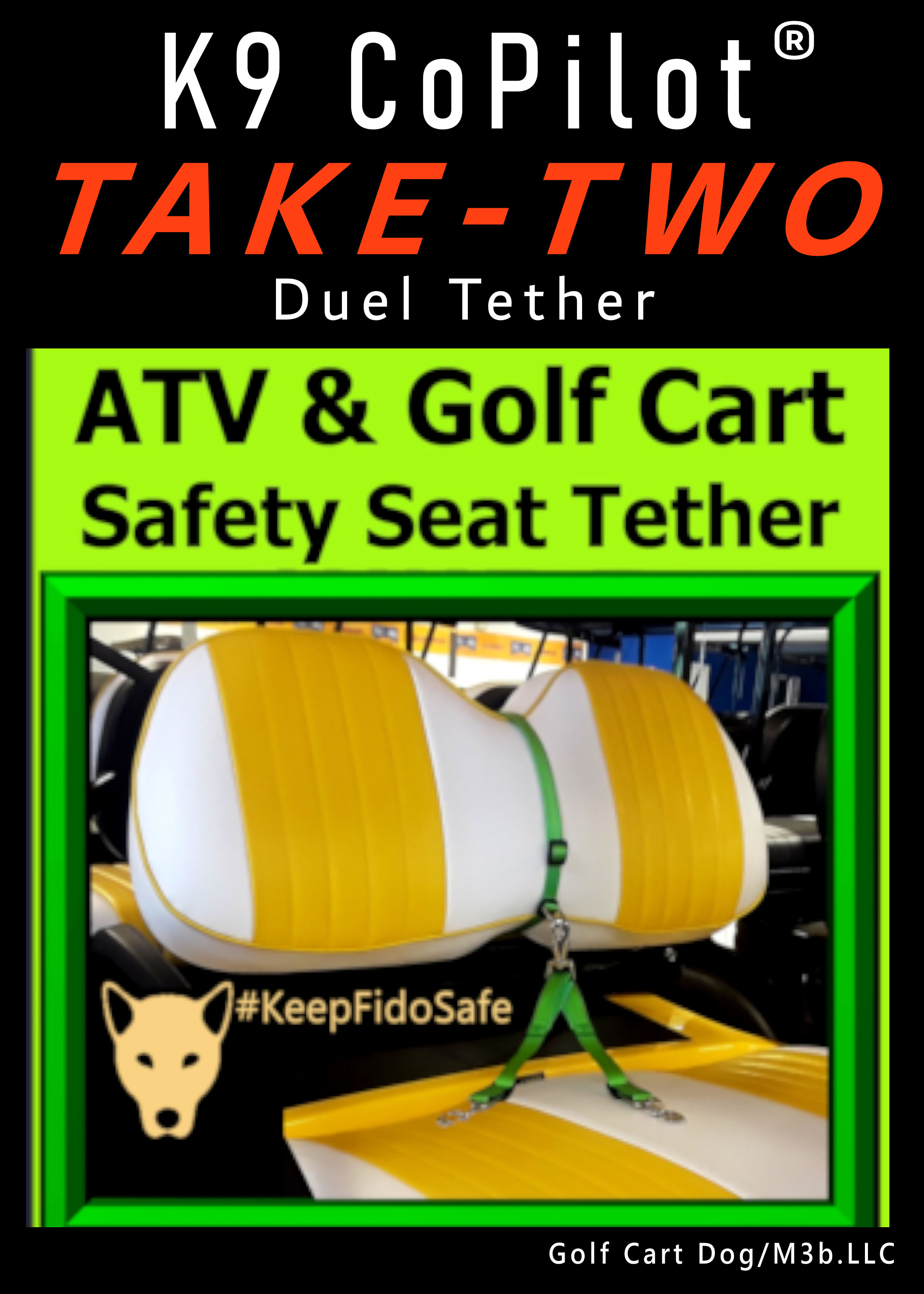 Golf Cart Tether for Dogs - K9 Copilot® TAKE TWO - Dual Tether System ...