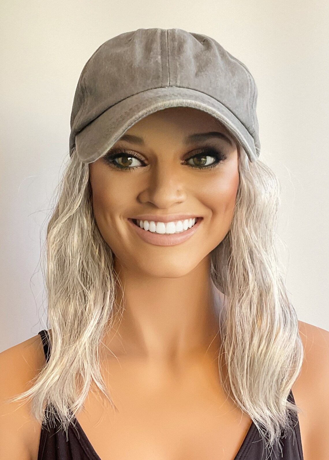 Lace Top Hair Halo With Detachable Bangs Colour Grey/ Alopecia Wig ...