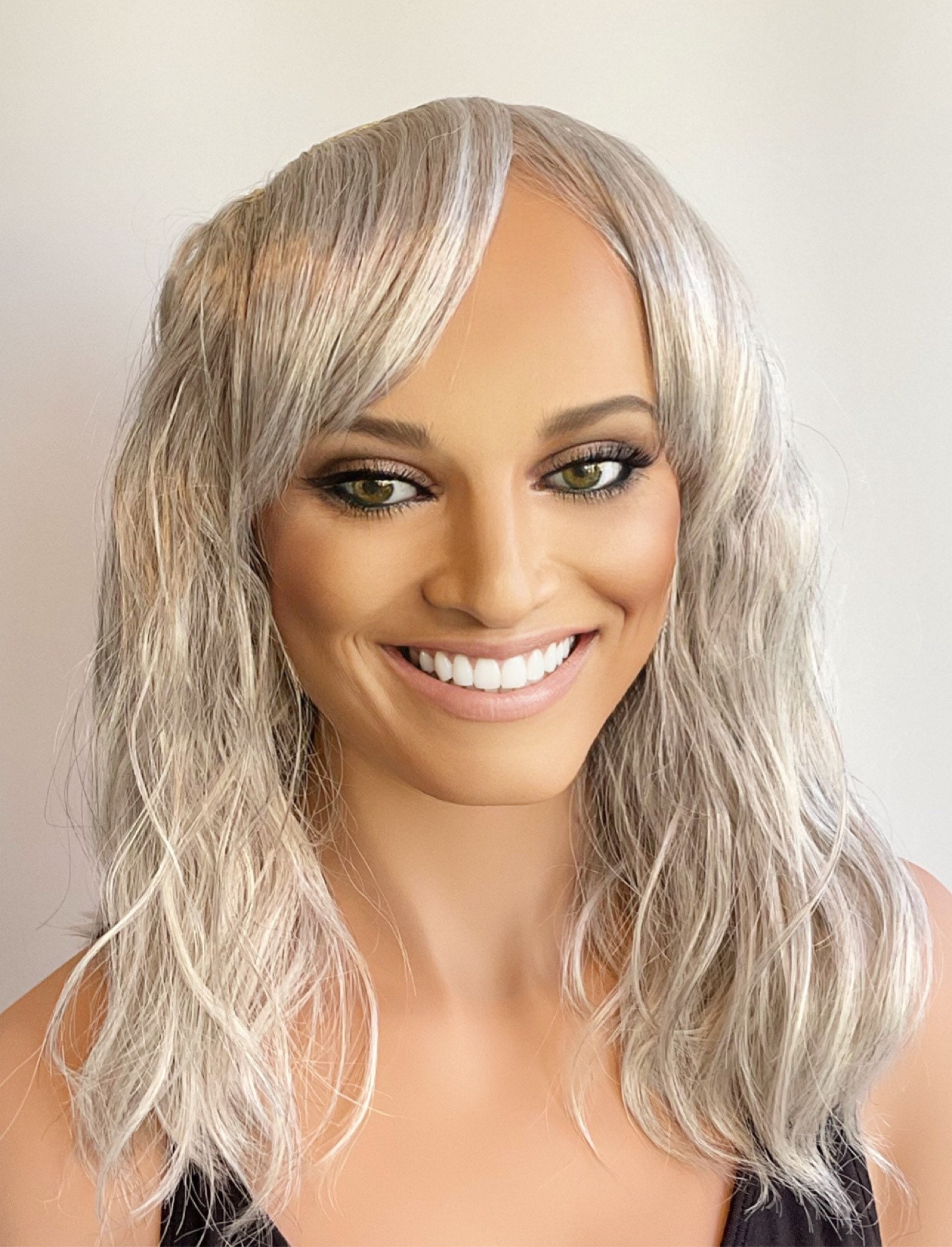 Lace Top Hair Halo With Detachable Bangs Colour Grey/ Alopecia Wig ...