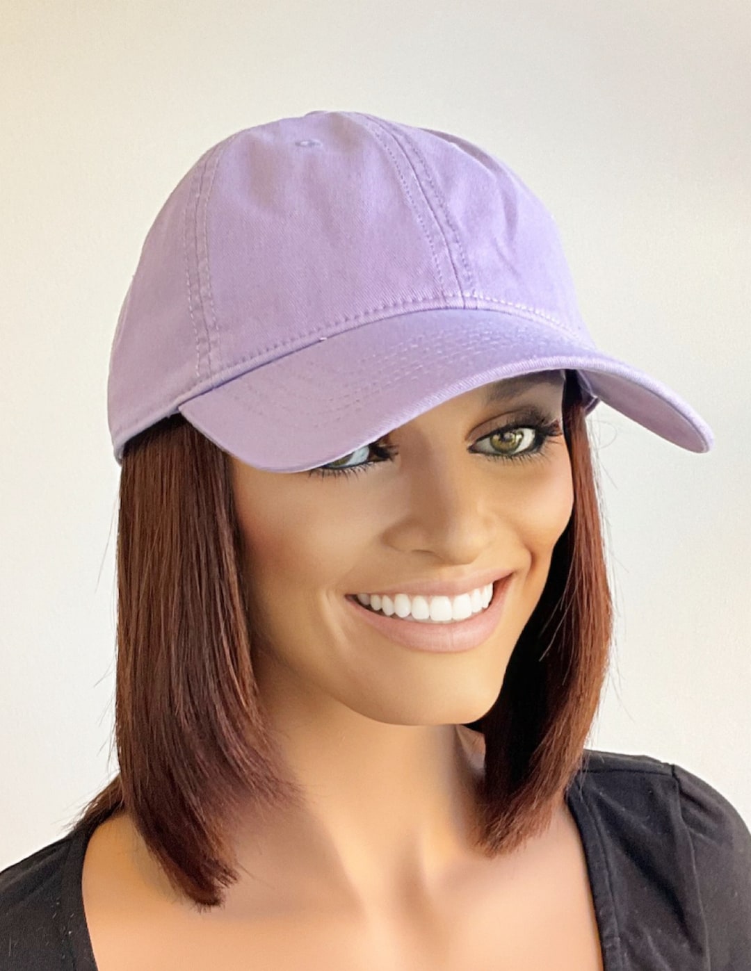 Lilac Baseball Cap With Short Hair Attached| Hat Wig| Hat With Hair ...