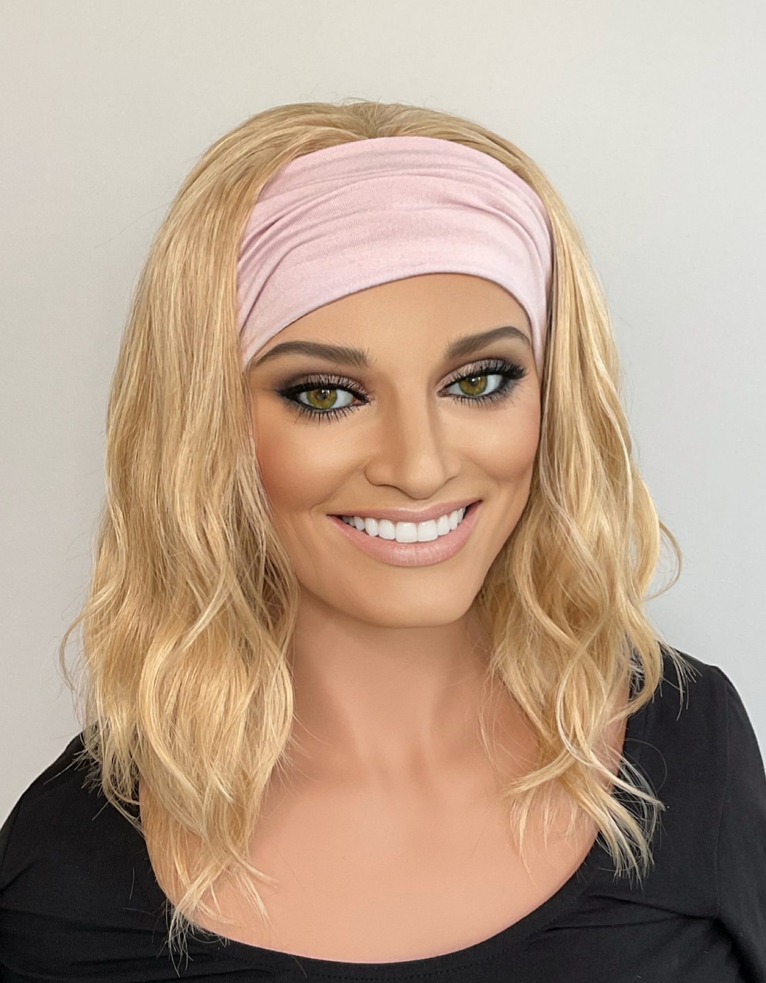 Premium Biscuit Blonde Beach Wave Headband Wig/ Headband Wig/ Sports ...
