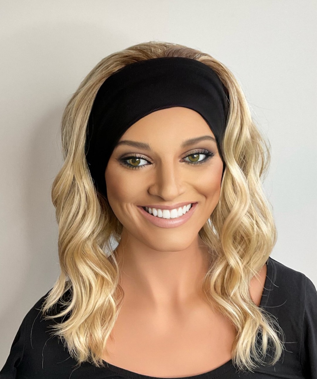 Premium Range Rooted Multi Tonal Blonde Beach Wave Headband Wig ...