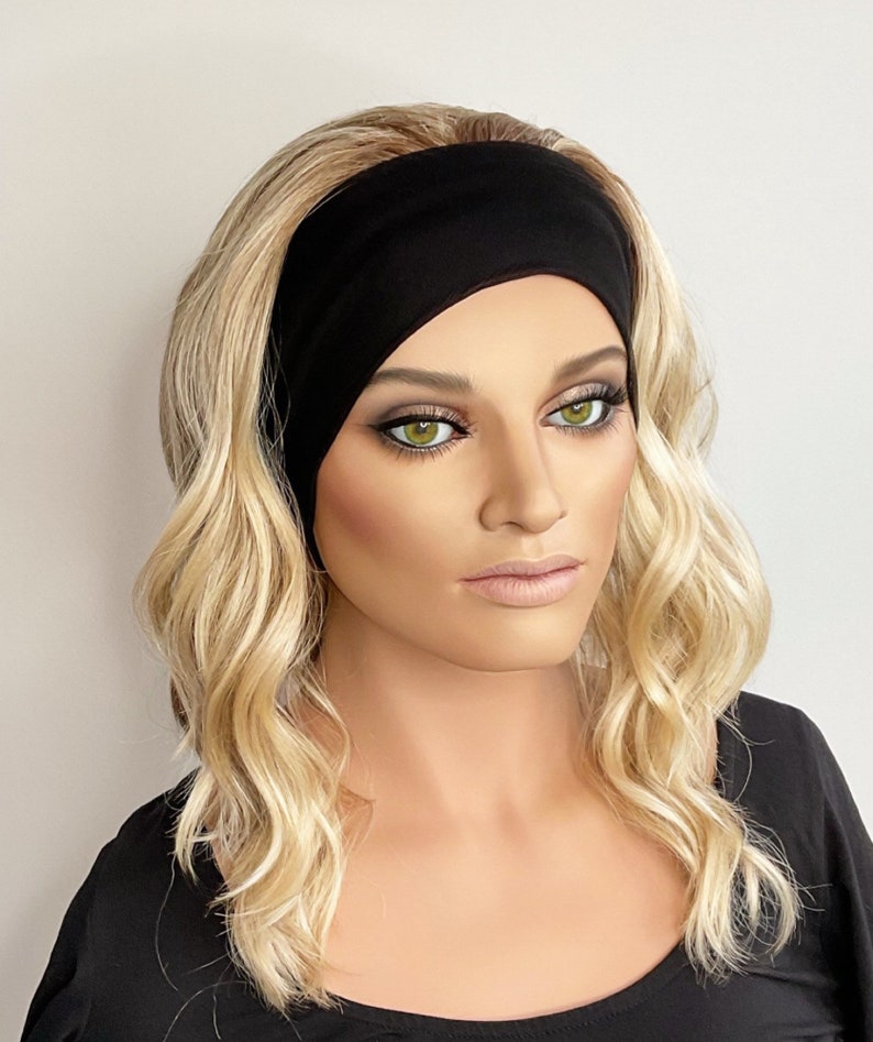 Premium Range Rooted Multi Tonal Blonde Beach Wave Headband Wig ...