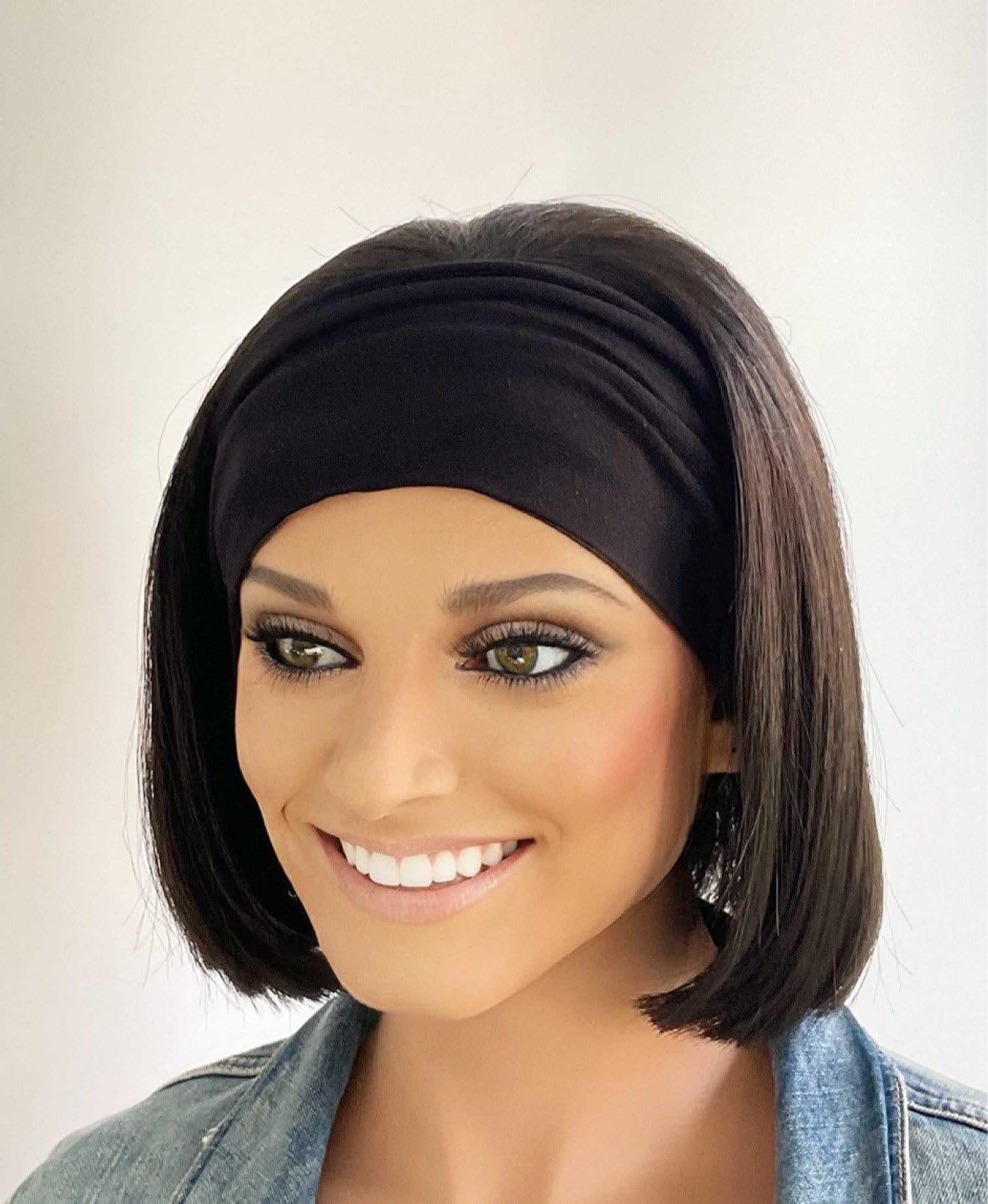 Natural Black Headband Wig, Gym Wig, Bandfall Wig, Sports Wig, Swim Wig ...