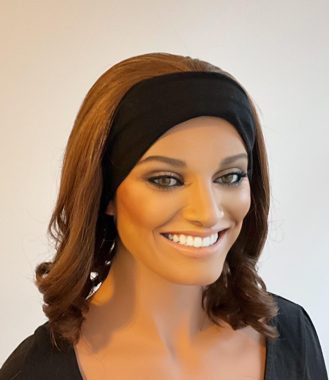 Premium Chestnut Brunette Beach Wave Headband Wig/ Headband Wig/ Sports ...