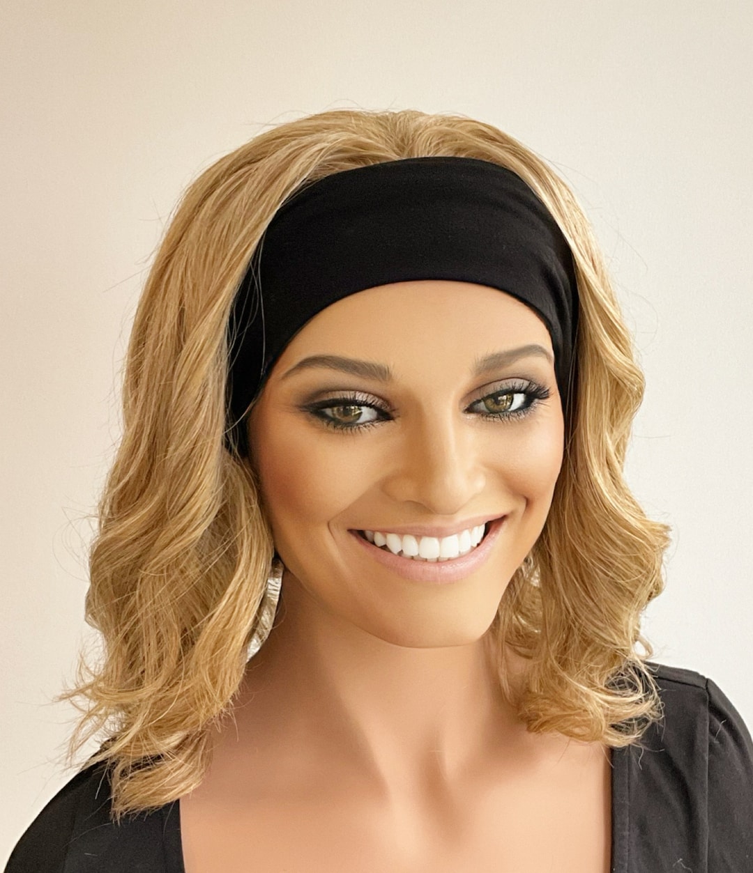 Premium Cashew Blonde Beach Wave Headband Wig/ Headband Wig/ Sports Wig ...