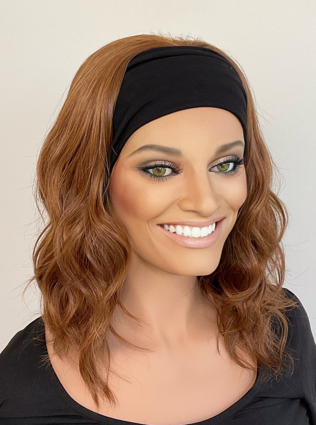 Premium Mixed Conker Beach Wave Headband Wig/ Headband Wig/ Sports Wig ...