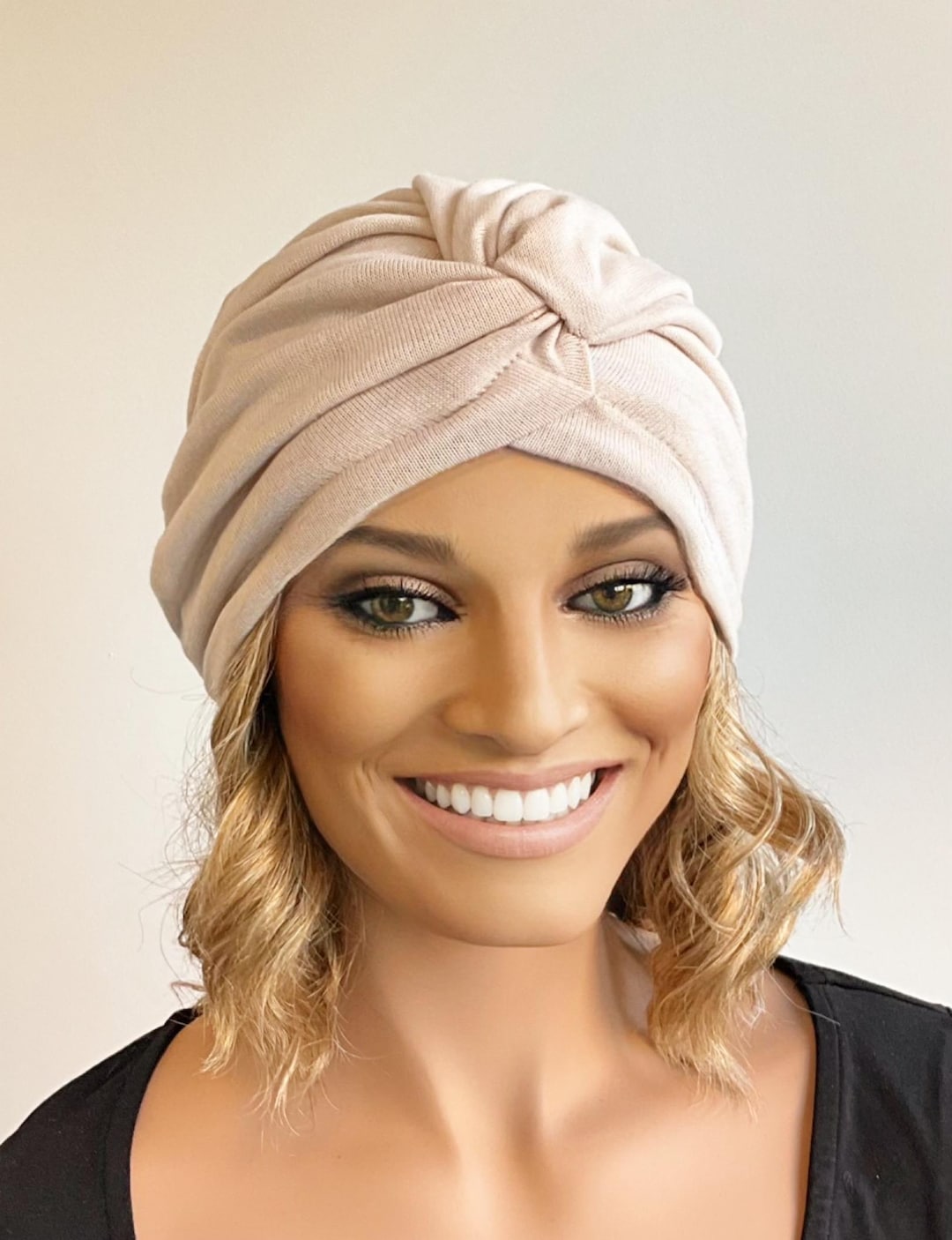 Turban Hat With Soft Short Wave Hair Attached/ Hat Hair/ Wig/ Hair Loss ...