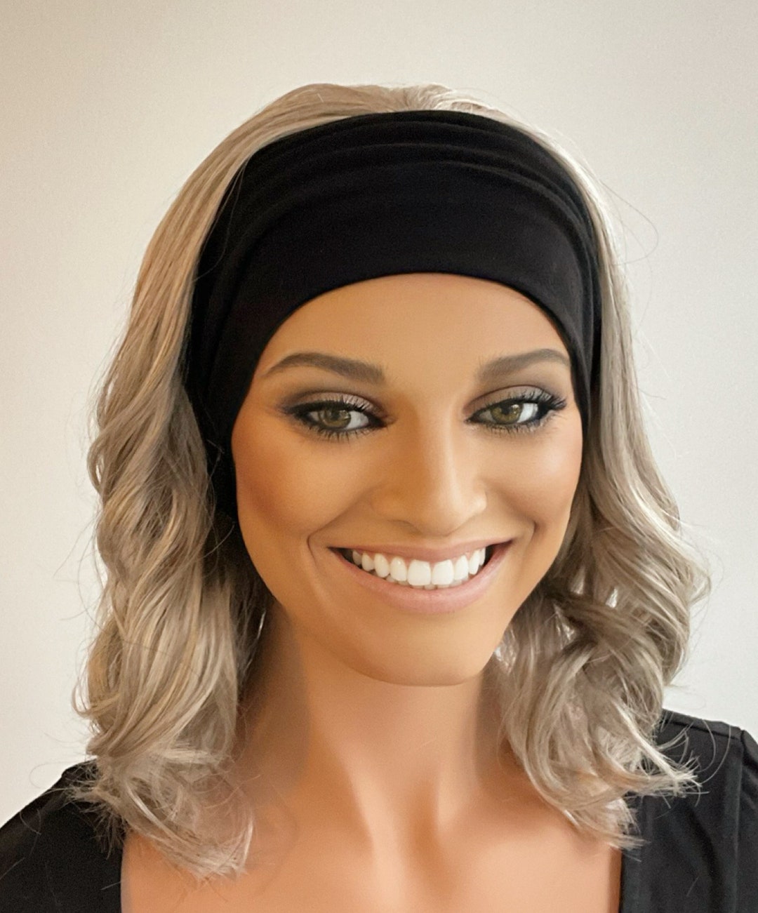 Premium Pearl Grey Beach Wave Headband Wig/ Headband Wig/ Sports Wig ...