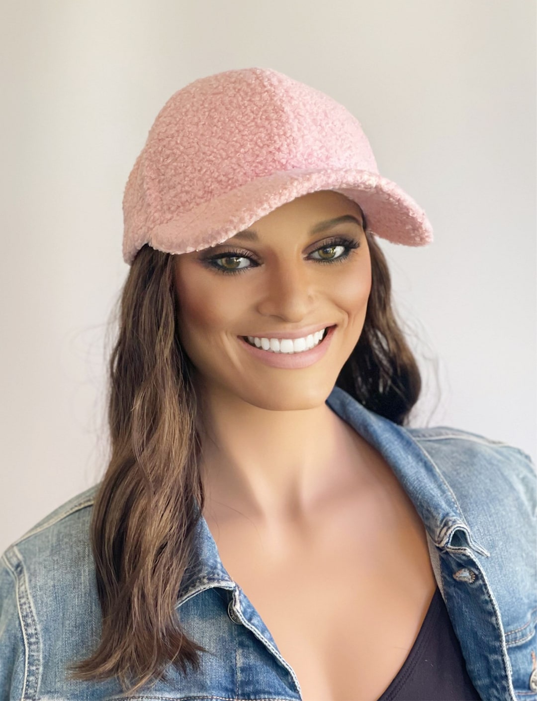 Teddy Baseball Cap With Long Wavy Hair Attached | Hat With Hair ...