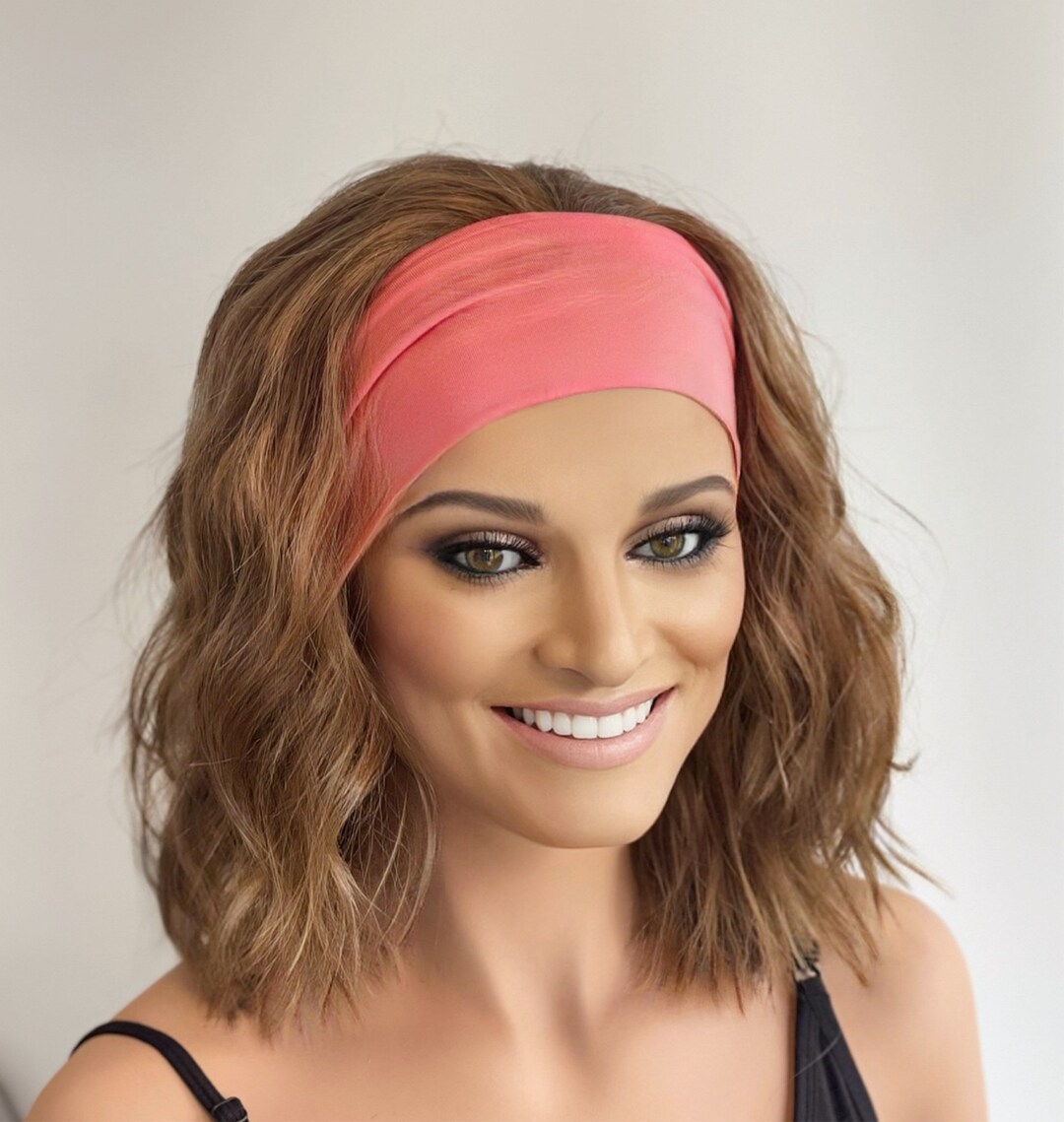 Light Brown Beach Wave Premium Headband Wig, Gym Wig, Bandfall Wig ...
