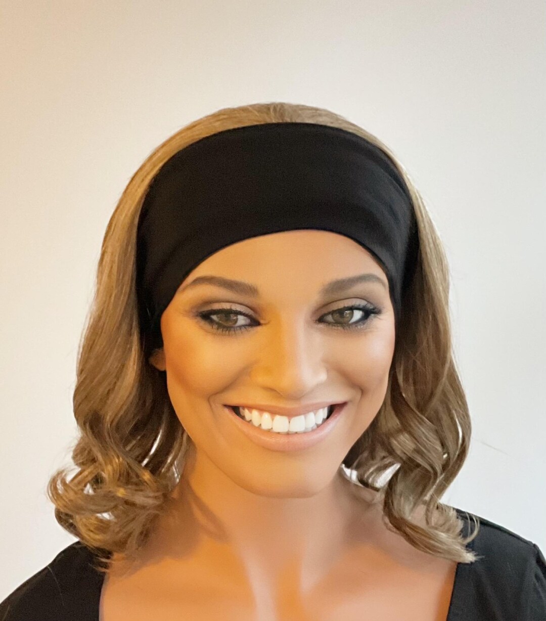 Premium Light Ash Brown Beach Wave Headband Wig/ Headband Wig/ Sports ...