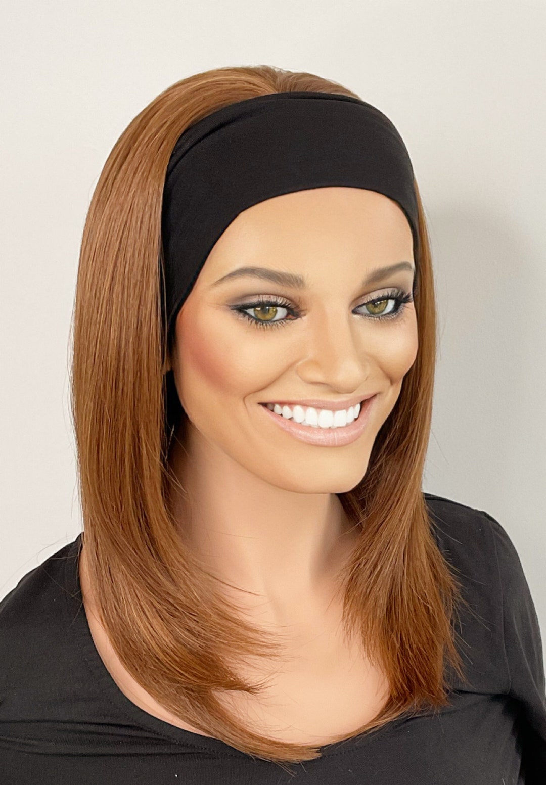 Premium Mixed Conker Medium Length Headband Wig/ Gym Wig/ Sports Wig ...