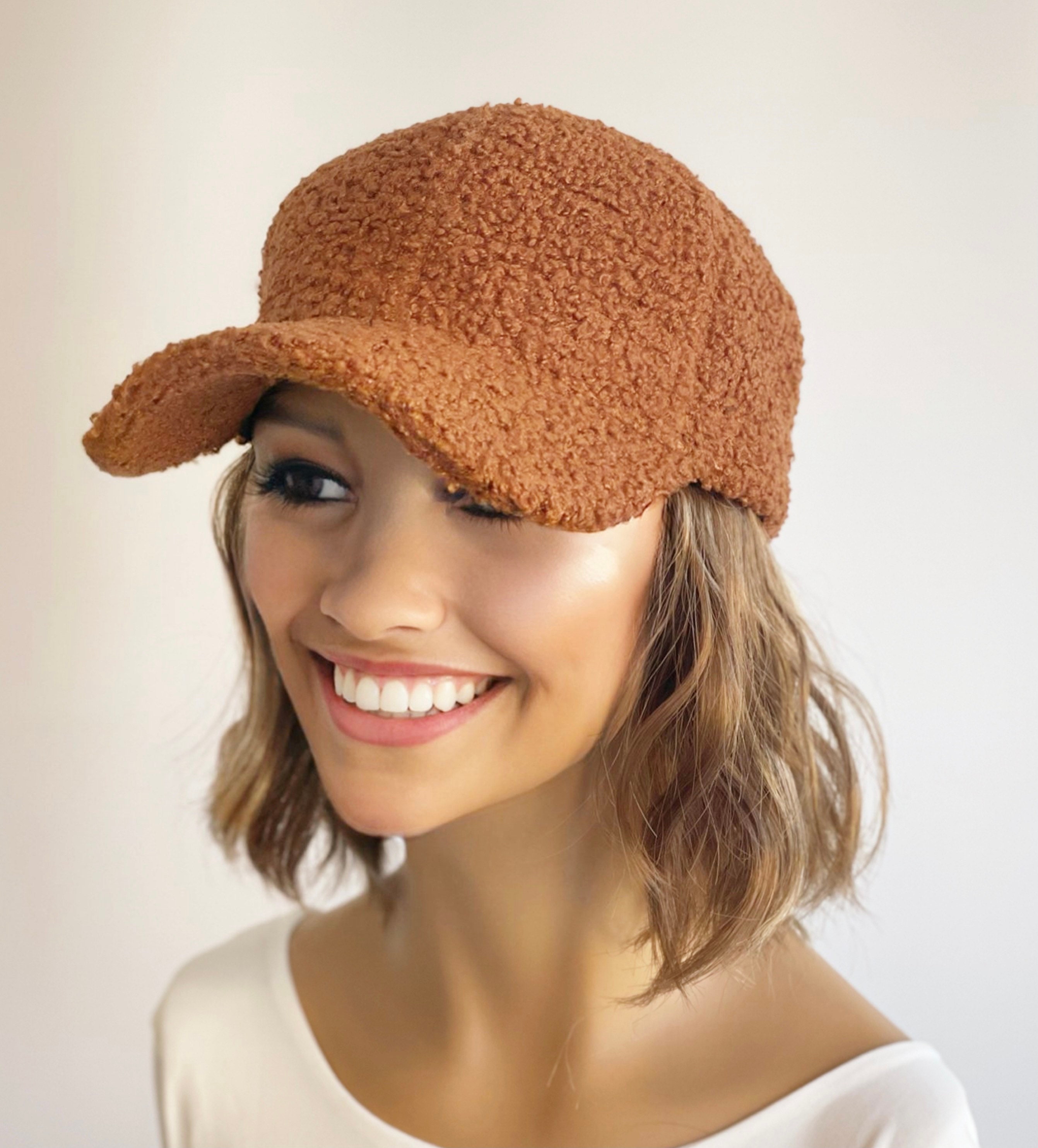 Teddy Baseball Cap With Short Beach Wave Hair Attached | Hat With Hair ...