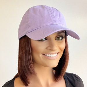 Lilac Baseball Cap With Short Hair Attached| Hat Wig| Hat With Hair ...
