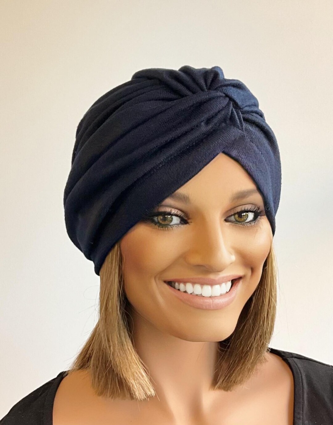 Turban With Soft Short Bob Hair Attached/ Hat Hair/ Hair Halo/ Hair ...