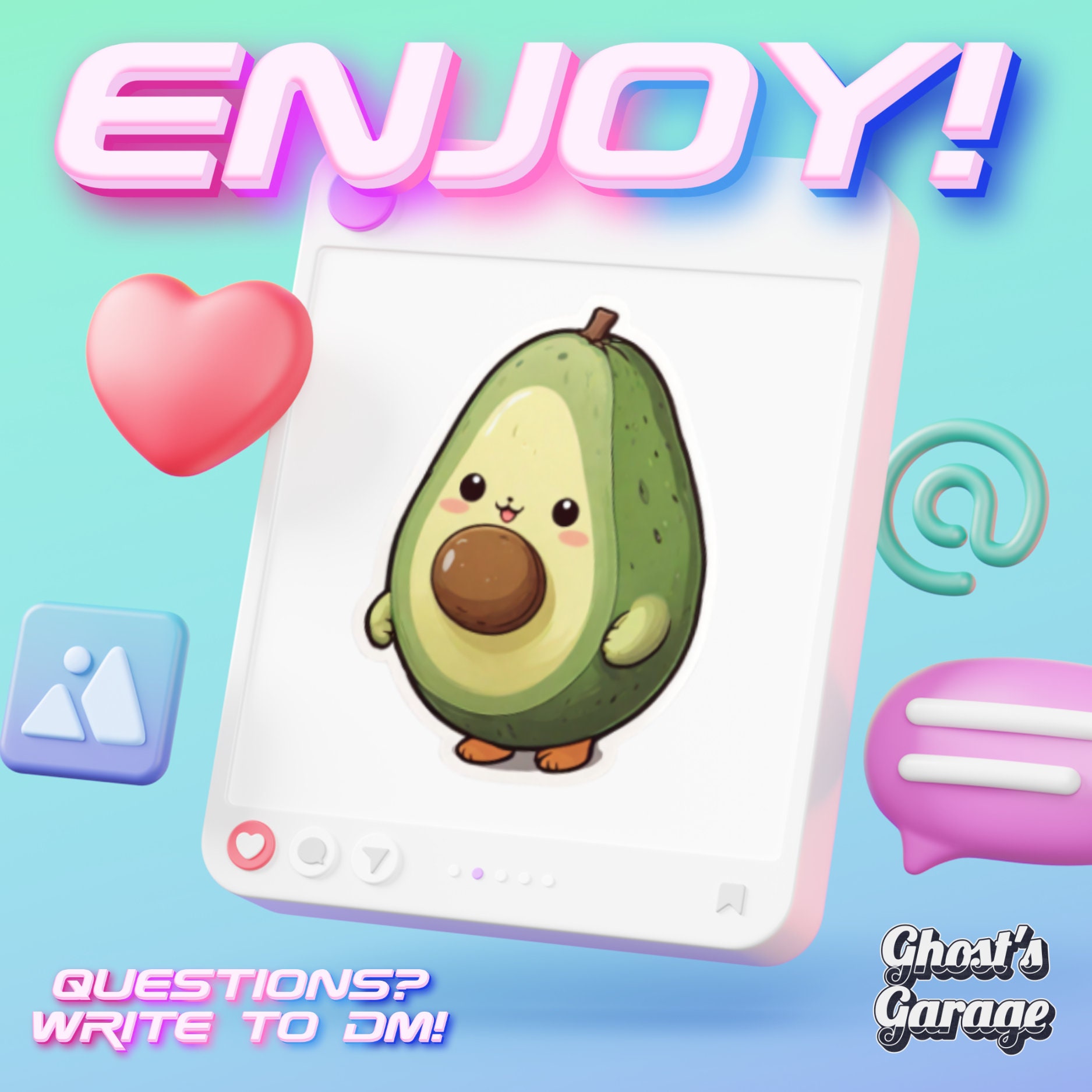 Avocado Sticker Sheet: 6 Adorable Designs, Instant Download, Print and ...