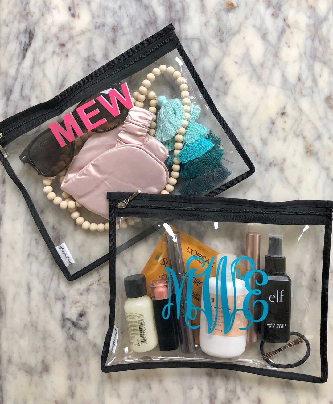 Clear Bag With Monogram, Monogram Makeup Bag - Etsy