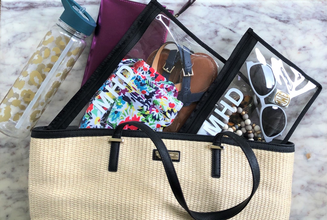 Set of 2 Monogram Clear Bags, Organizational Clear Bag Set With ...