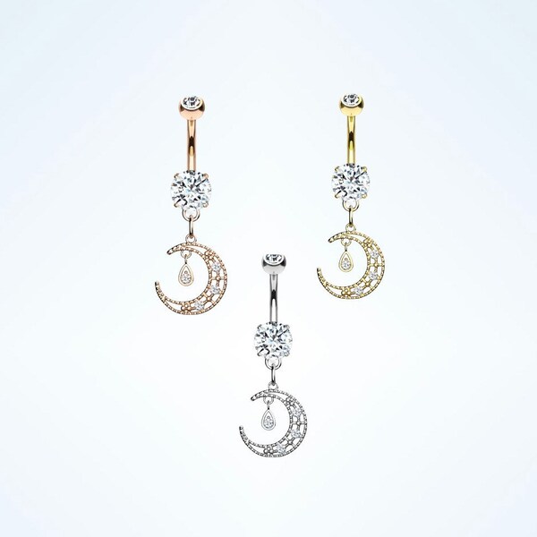 Moon Belly Ring - Etsy