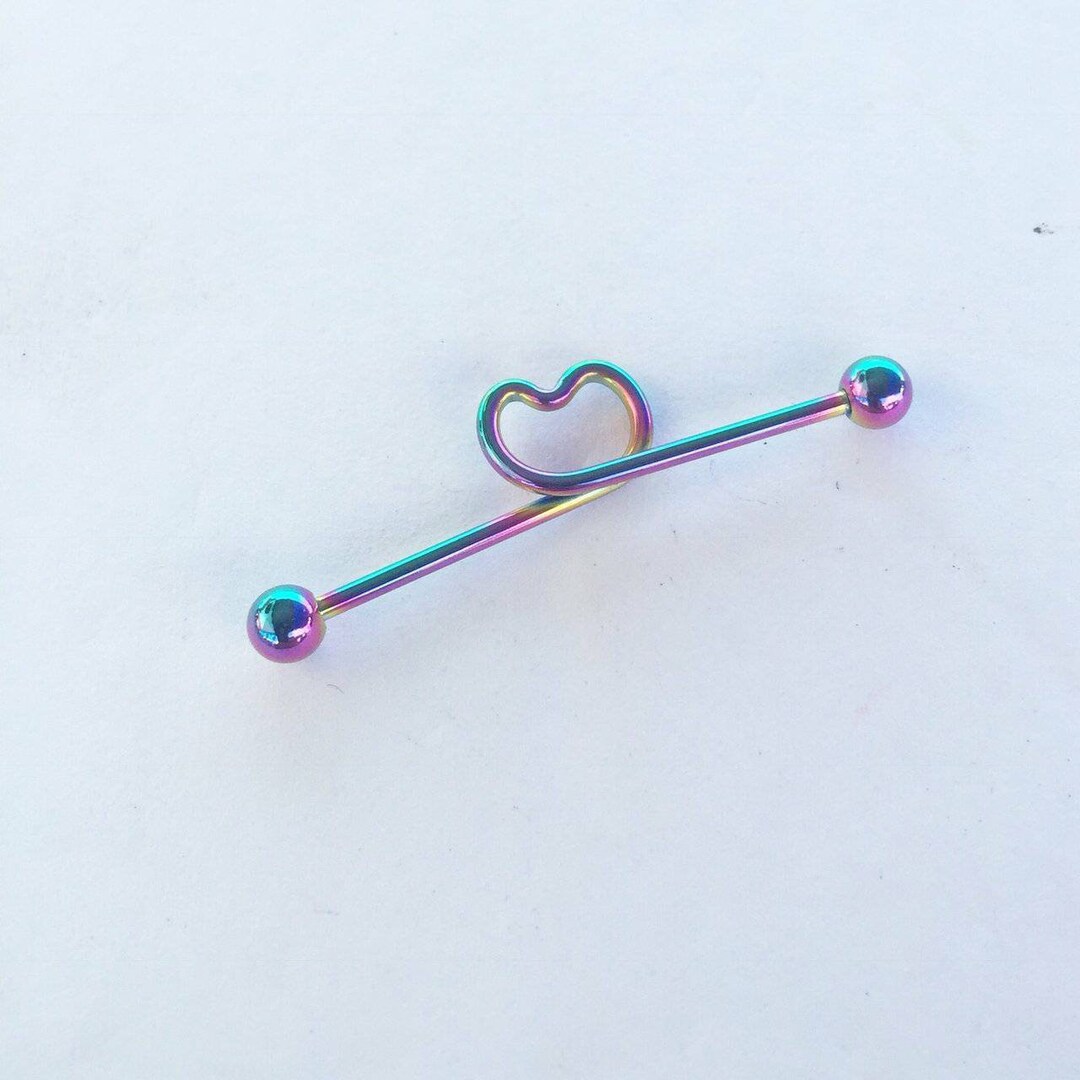 14g Industrial Bar Heart Shaped Industrial Barbells - Etsy