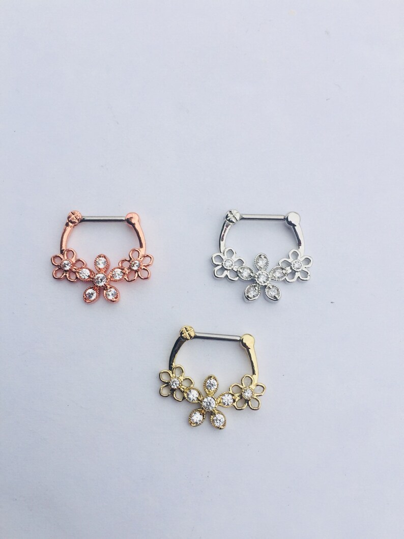 16g Rose Gold Flower Septum Ring Septum Clicker Septum Jewelry - Etsy
