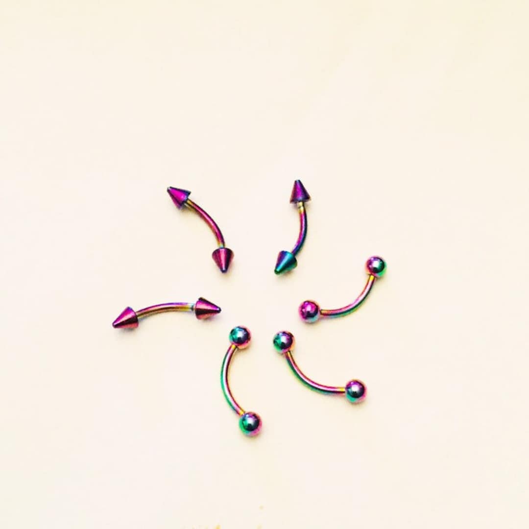 16g Colorful Banana Bars Curved Barbells Snake Eye Eyebrow - Etsy