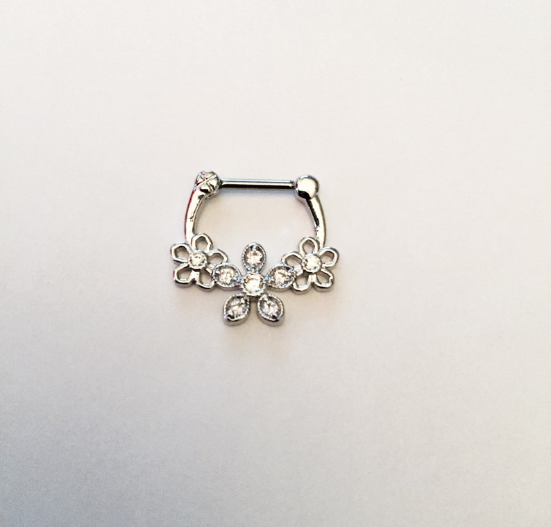 16g rose gold flower septum ring septum clicker septum jewelry | Etsy