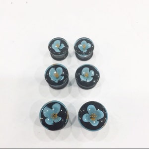 Glass Flower Plugs Stretchers Tunnels Ear Plugs 2 Pieces - Etsy