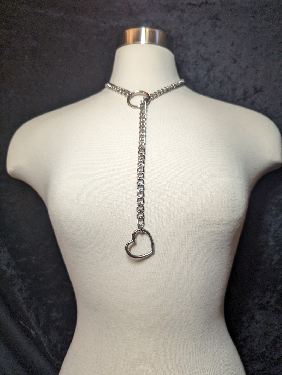 Heart and O-ring Slip Chain Necklace - Etsy