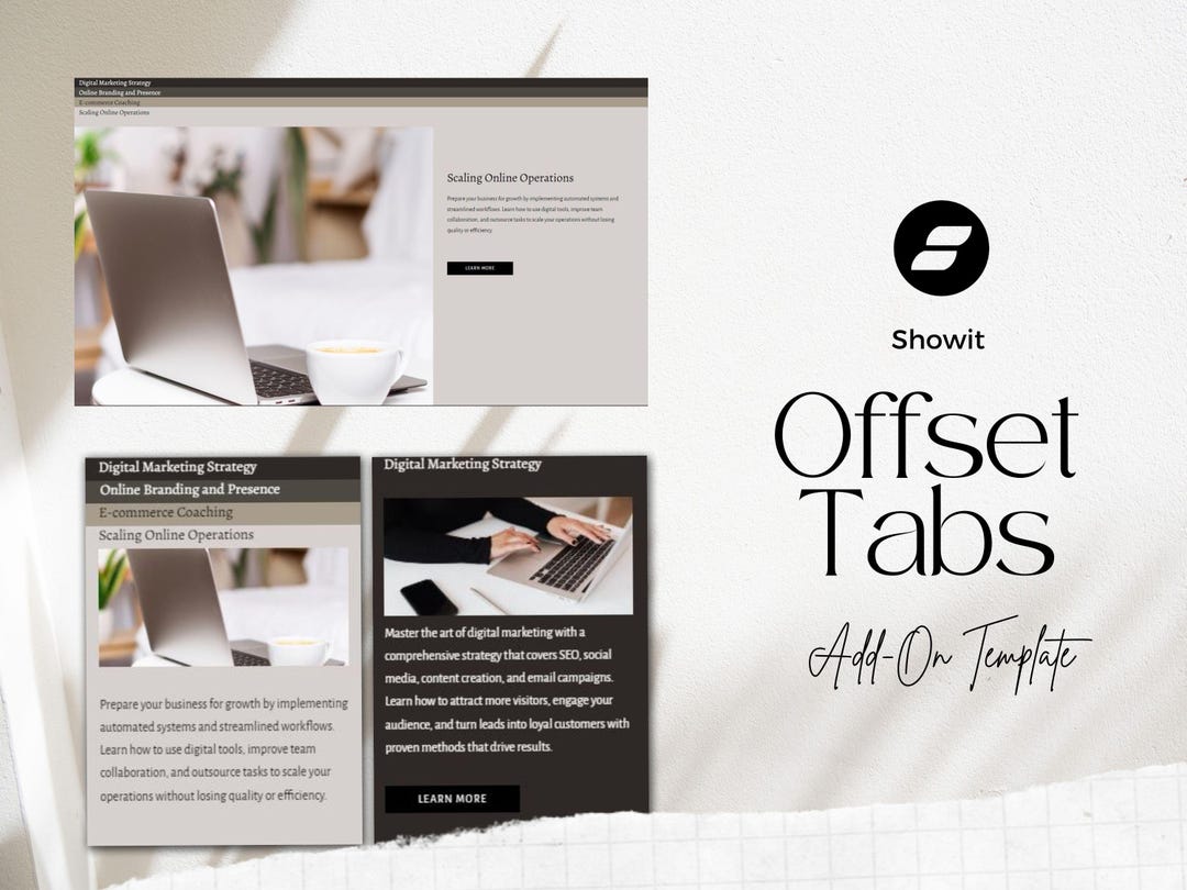 Showit Template Offset Tabs Showit Website Scrolling Add-on Canvas - Etsy
