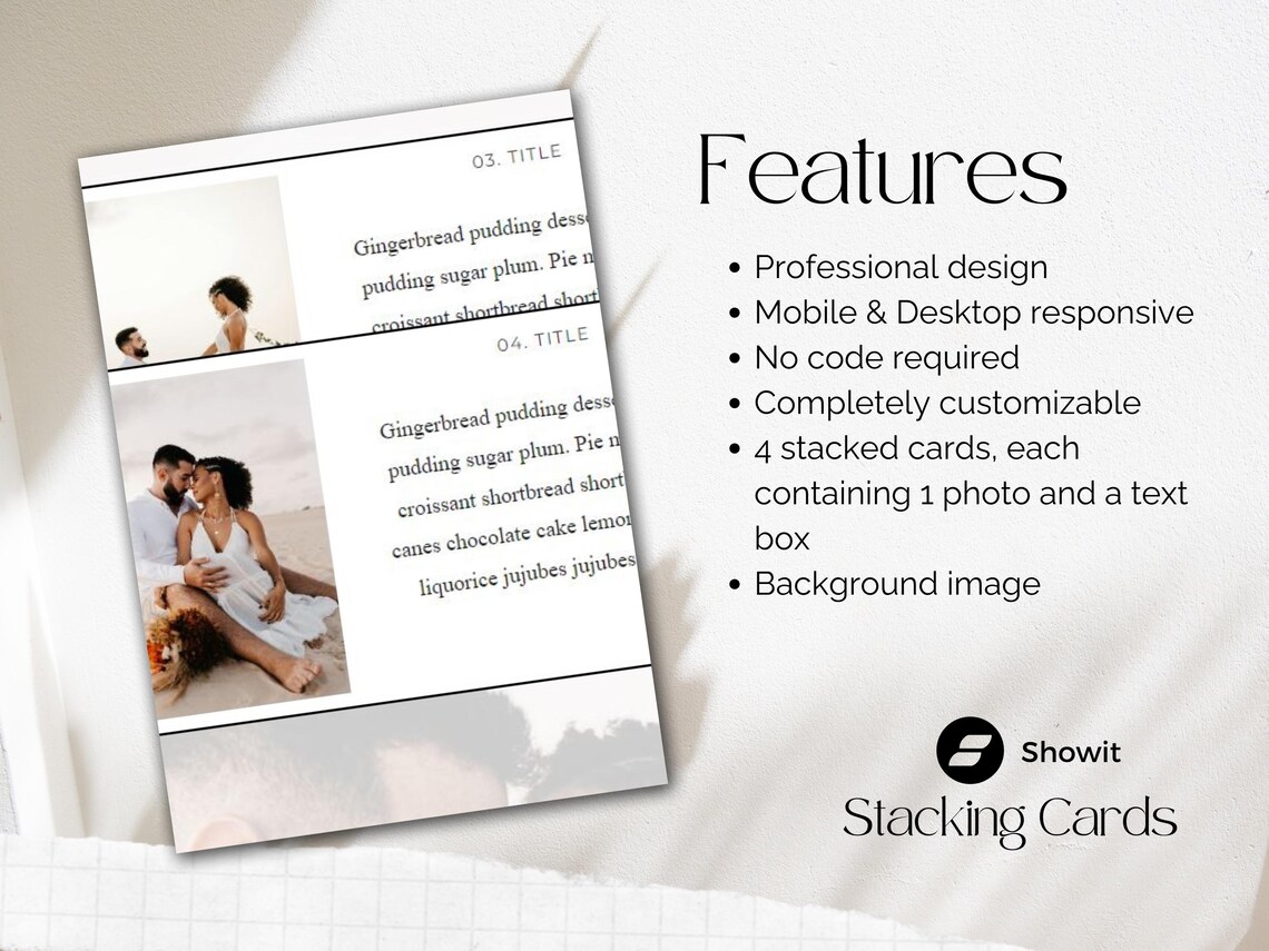 Showit Template Add on Template Stacking Cards Scrolling Canvas - Etsy