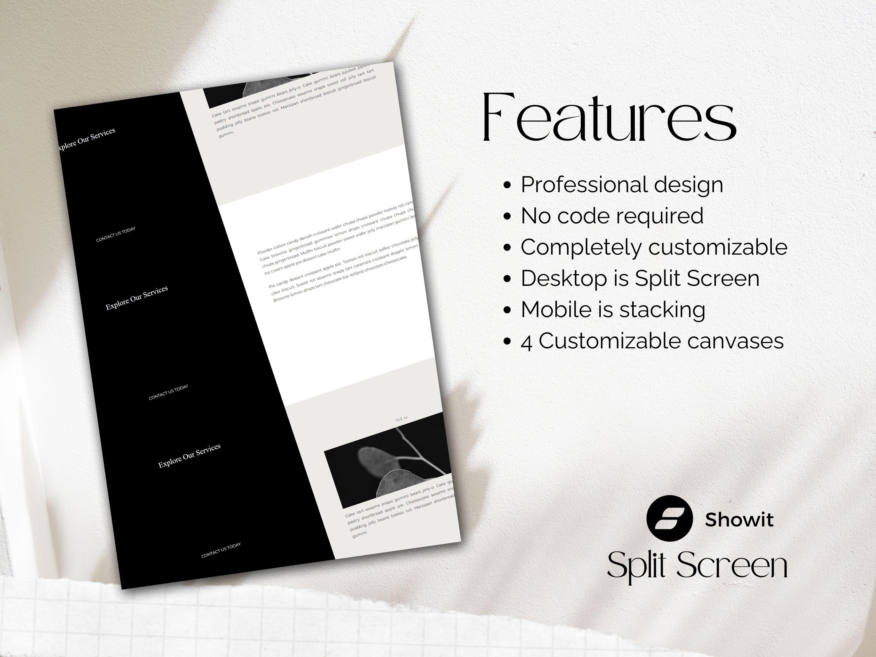 Showit Template Split Screen Template Scrolling Canvas Web Template - Etsy