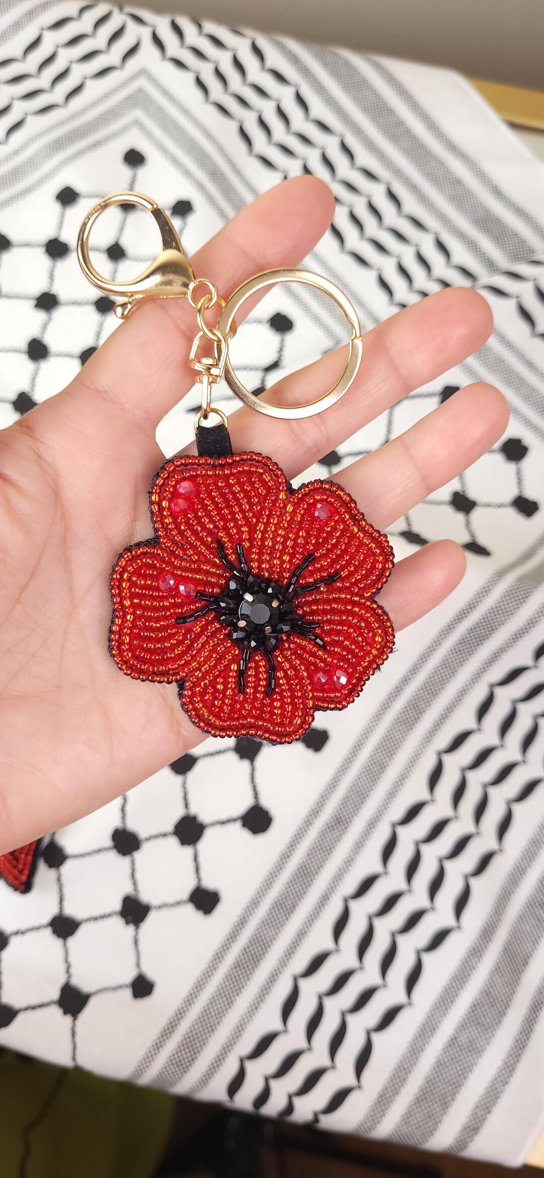 Palestine Poppy Flower Bag Charm Trend Palestinian Keychain Palestine ...