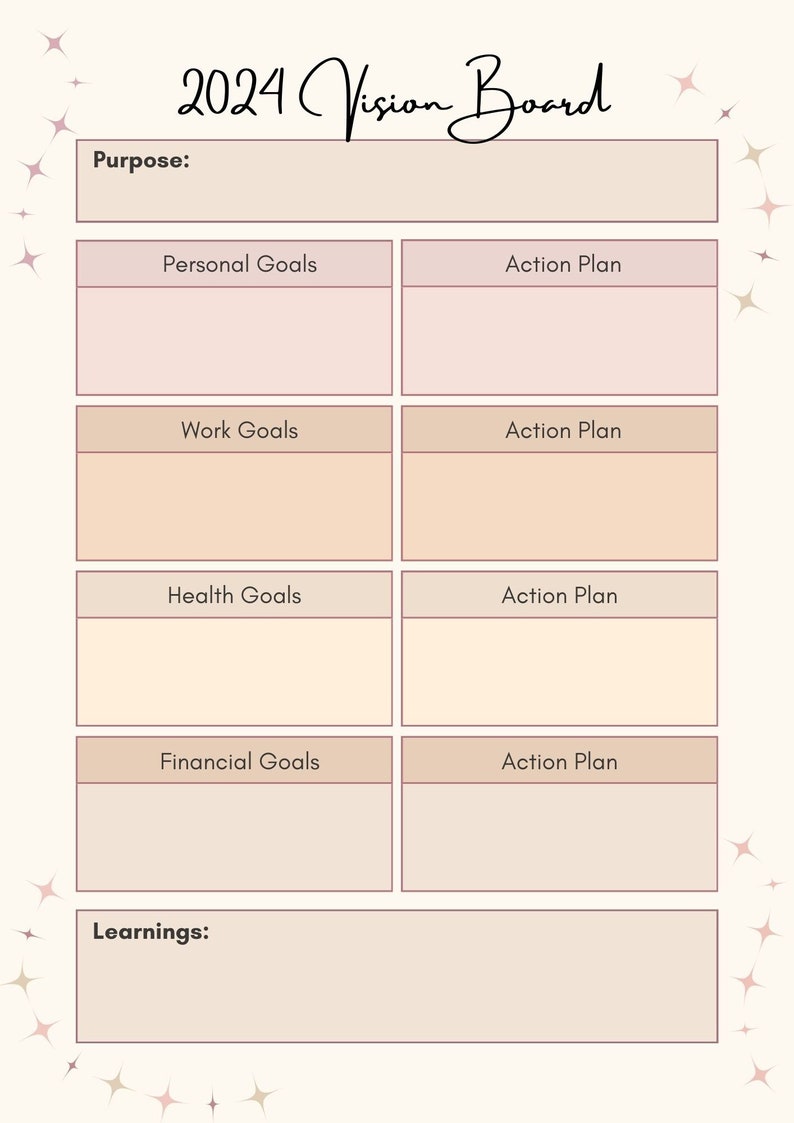 2024 VISION BOARD PLANNER! Cheap and Easy Download! Manifest Your Goals ...