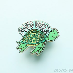 Sea Turtle Enamel Pin, Good Vibes, Good Vibes Pin, Turtle Enamel Pin ...