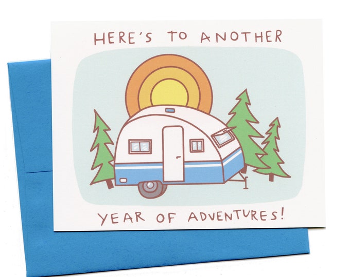 Camper Trailer Card Anniversary Card Love Card Camping - Etsy