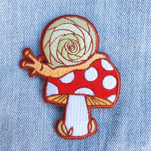 Snail Toadstool Patch Snail Mushroom Embroidered Patch - Etsy