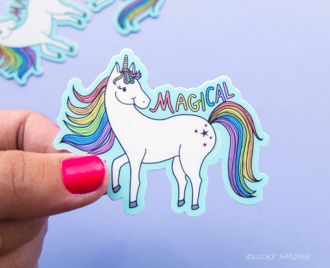 Unicorn Vinyl Sticker Magical Sticker Rainbow Cute Unicorn - Etsy