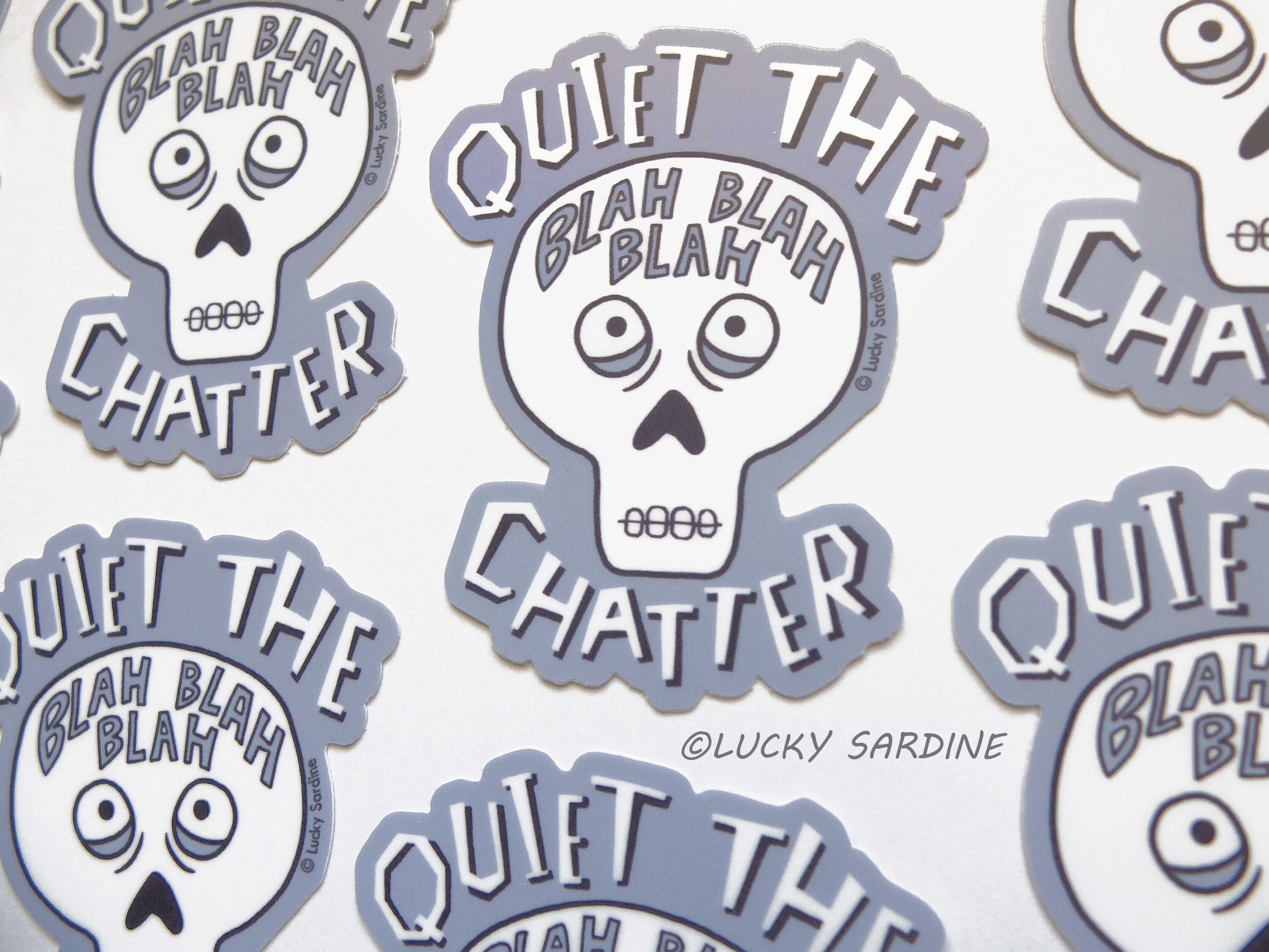 Quiet the Chatter Vinyl Sticker, Skull Sticker, Meditate Sticker ...