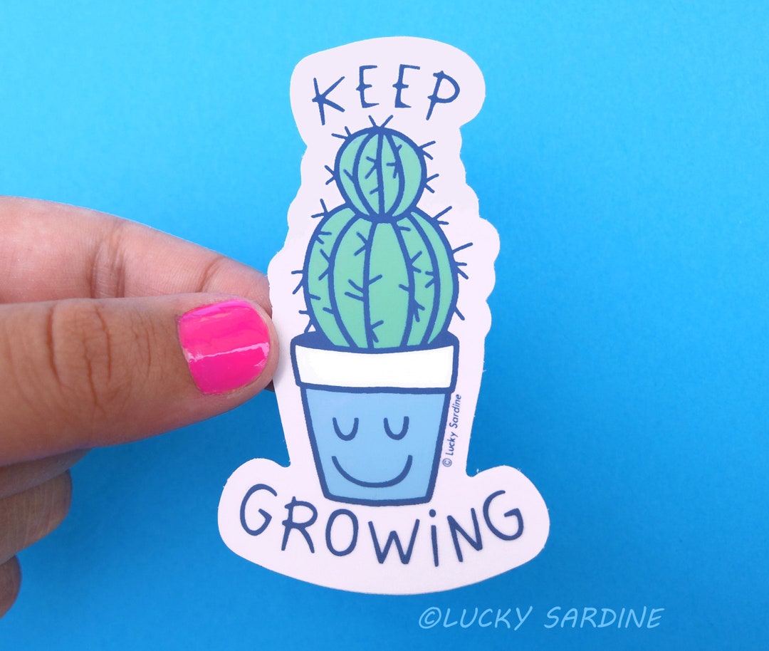 Keep Growing Vinyl Sticker, Cactus Plant Vinyl Sticker, Cactus Pot ...