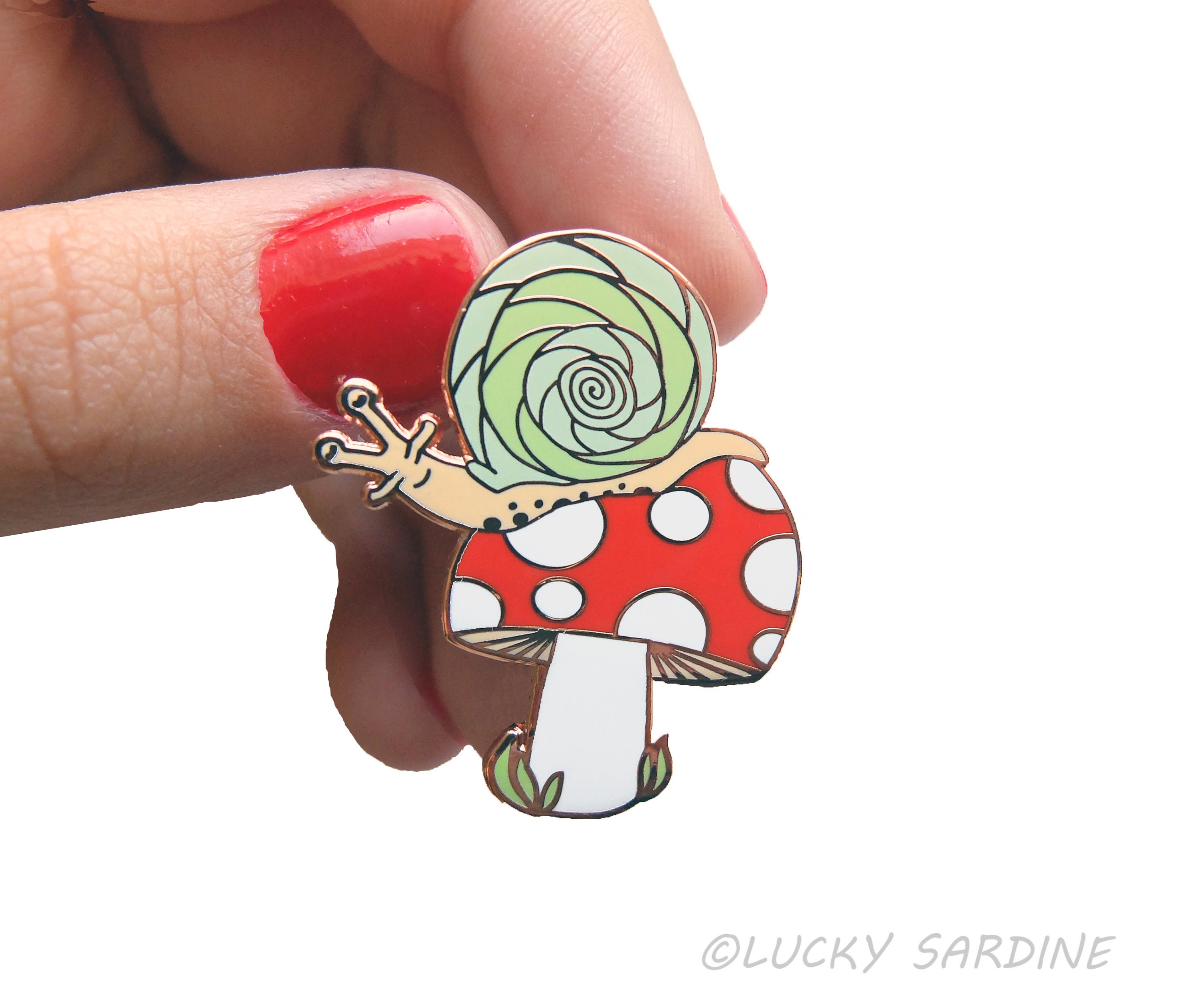 Snail Toadstool Enamel Pin, Toadstool Pin, Mushroom Pin, Snail Enamel ...