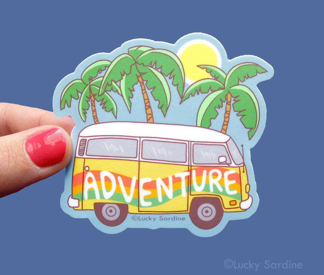 Adventure Vinyl Sticker, Hippie Van Sticker, Hippie Sticker, Peace Van ...