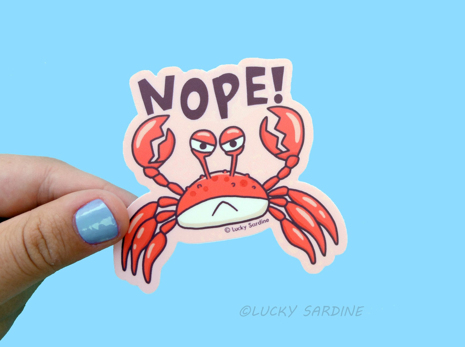 Crab Vinyl Sticker, Funny Crab Sticker, NOPE Sticker, Fish Sticker ...